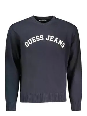 Guess Logo-Print Cotton Sweater Blue