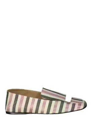 SERGIO ROSSI Striped Logo-Plaque Loafers Neutrals