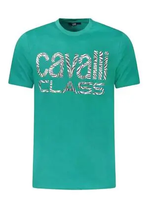 Roberto Cavalli Zebra-striped Logo T-shirt Green