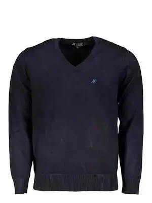 U.S. GRAND Embroidered V-neck Sweater - Blue