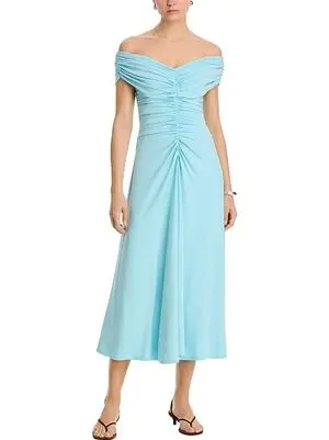 Simkhai Sheyda Draped Jersey Midi Dress Pool