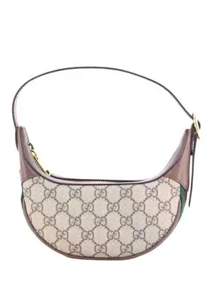 Gucci Ophidia Half Moon Mini Hobo Bag Gg Coated Canvas - Brown