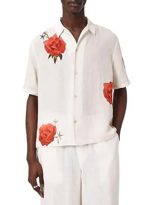 ALLSAINTS Fleur Fazed Short Sleeve Shirt - Ecru