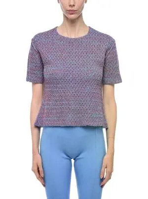 JIL SANDER Open-knit Short-sleeve Top - Blue