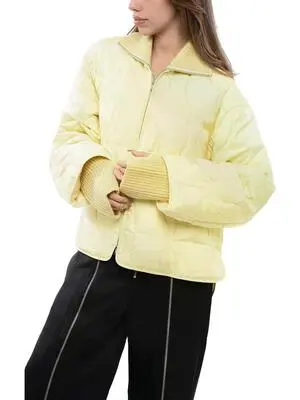 JIL SANDER Scarf-detail Quilted Jacket - Yellow