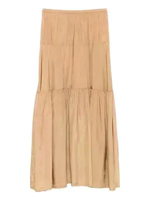 Aspesi Tiered Maxi Skirt With Elasticated Waist - Neutrals