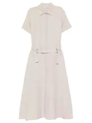 Antonelli Firenze Moira Belted Panelled Midi Dress - Neutrals