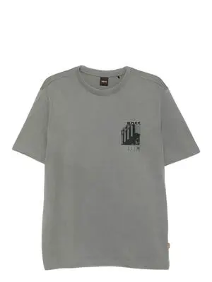 BOSS Cotton-jersey T-shirt With Graphic Print - Grey