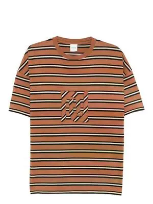 Nanushka Wren Monogram-patch Striped T-shirt - Brown