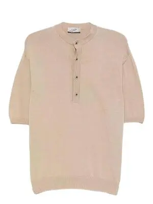 PENCE 1979 Livio Henley-neck Knitted T-shirt - Neutrals