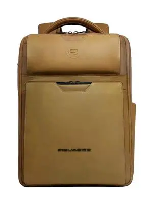 PIQUADRO Grained Leather Backpack - Neutrals