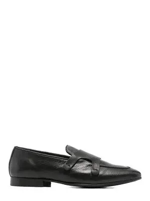 LEQARANT Grained Leather Loafers - Black