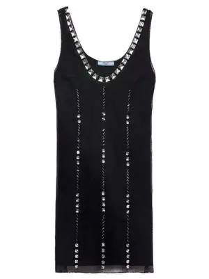 Prada Embroidered Tulle Mini-dress - Black