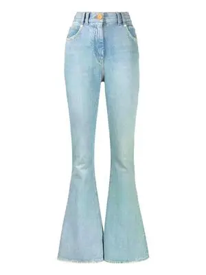 Balmain Monogram Bootcut Jeans - Blue
