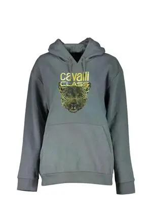 Roberto Cavalli Leopard-print Hoodie With Logo - Grey