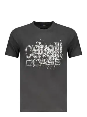 Roberto Cavalli Splatter-print Logo T-shirt Grey