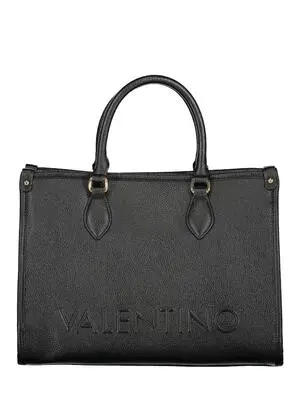 MARIO VALENTINO Logo-embossed Pebbled Tote - Black