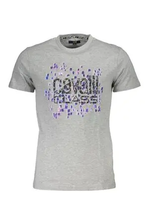 Roberto Cavalli Pixelated Logo-print T-shirt Grey