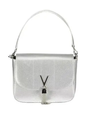 MARIO VALENTINO Tassel Detail Metallic Shoulder Bag - Silver