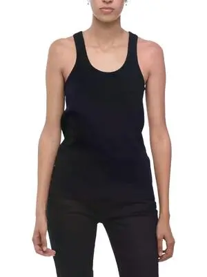 JIL SANDER Embossed Logo Knitted Top - Black