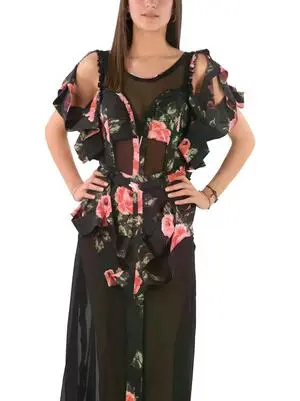 MAISON MARGIELA Floral-print Ruffled Dress - Black