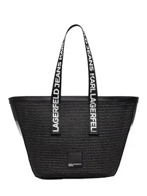 Karl Lagerfeld Logo-strap Woven Tote Bag - Black