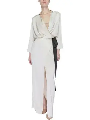 SANDRO FERRONE Wrap-Design Maxi Dress