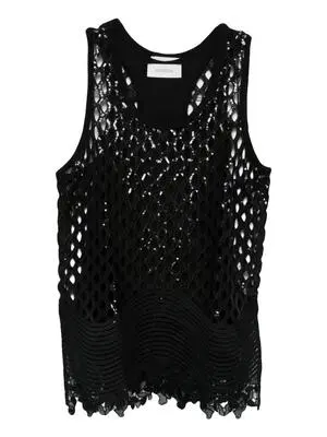 Sportmax Sequin-embellished Open-knit Top - Black