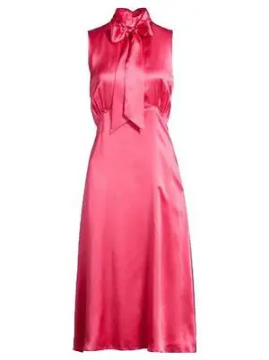 REALLY WILD Silk Midi Dress - Fuchsia