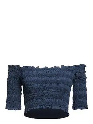 Kenzo Cotton Off-the-shoulder Crop Top - Navy