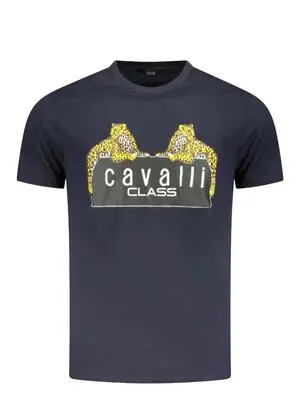 Roberto Cavalli Leopard-print Cotton T-shirt - Blue