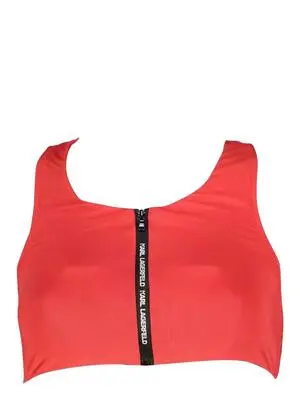 Karl Lagerfeld Logo Zip-up Swim Top - Red