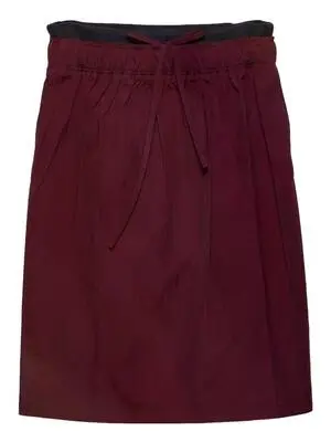 Prada Midi Poplin Skirt With Drawstring Waist - Red