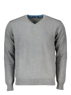HARMONT & BLAINE Cotton V-neck Sweater - Grey