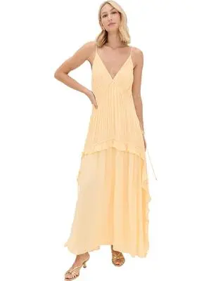 DRESS TO Ruffle-trim Maxi Dress - Beige Shell