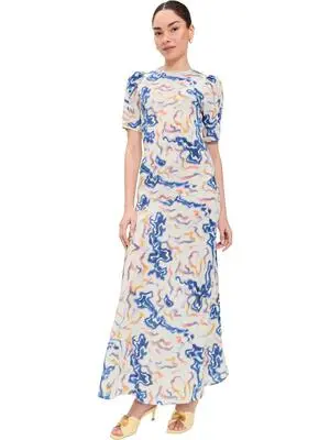 Ulla Johnson Samar Short Sleeve Silk Maxi Dress - Prism