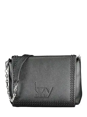 Byblos Studded Logo-Embossed Shoulder Bag Black