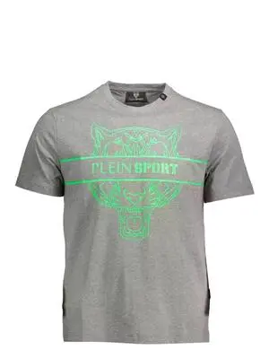 PLEIN SPORT Tiger-print Logo-detail T-shirt - Grey
