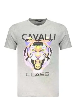 Roberto Cavalli Tiger-print Cotton T-shirt - Grey
