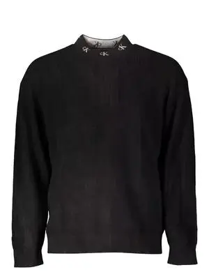CALVIN KLEIN Ribbed-Knit Logo-Neckline Sweater