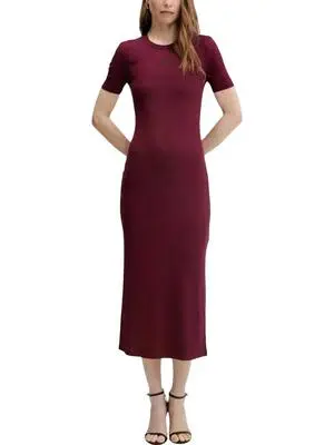 Calvin Klein Ribbed Logo-embroidered Midi Dress - Red