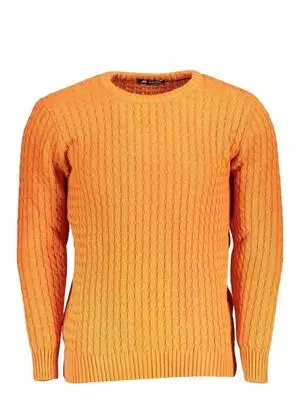 U.S. Grand Cable-knit Sweater With Elbow Patches - Orange