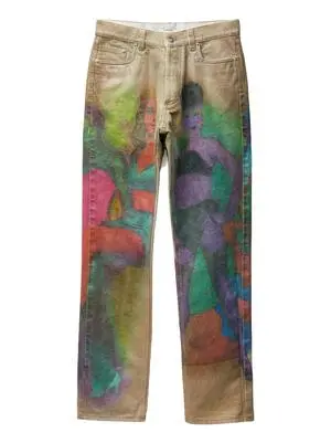 Versace The Femmes" Print High-waisted Straight Leg Jeans - Neutrals