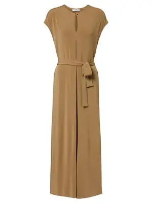 Max Mara Feluca Belted Maxi Dress Beige