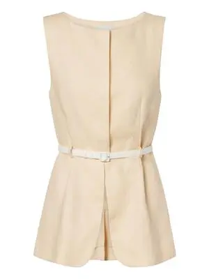 Posse Pamela Belted Linen Vest Beige