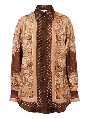 Zimmermann Luna Paisley Silk Shirt - Brown