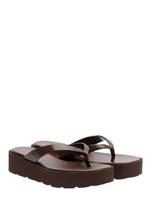 GIANVITO ROSSI GIANVITO ROSSI Leather Platform Thong Sandals Brown