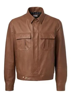 Brunello Cucinelli Leather Blouson Jacket - Brown