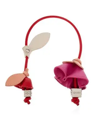 GANNI Bag Charm With Floral Motif - Red