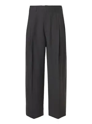 LEMAIRE Pleated Gabardine Wide-leg Pants - Grey